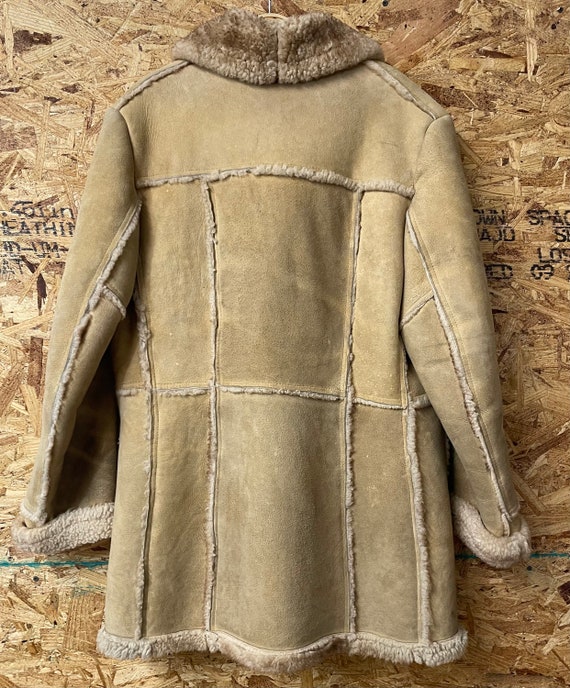 1970s Mens Vintage Suede Shearling Ranch Coat size M - Gem