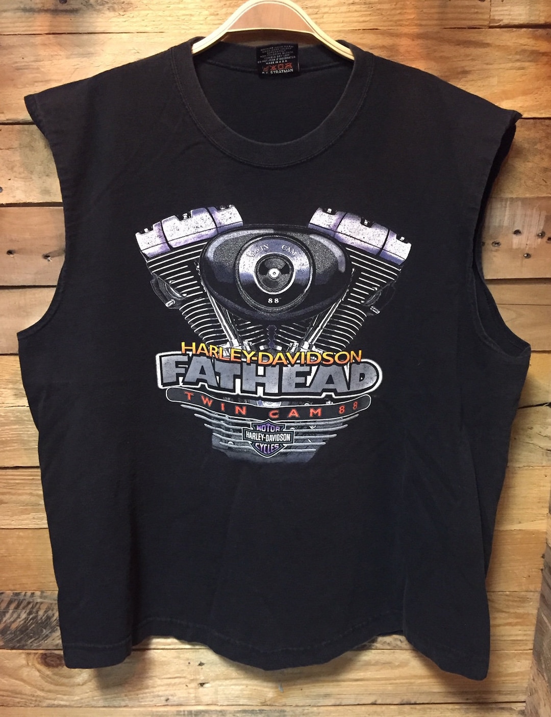 Vintage 1990's Harley Davidson FATHEAD Fullerton Los Angeles Sleeveless ...