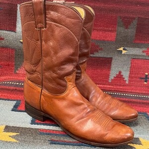 Men's Vintage Justin Broken-in Distressed 2-tone Tobacco Brown Leather ...