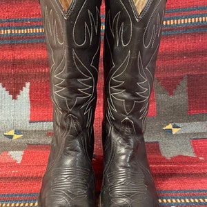 Botas Jaca 1950’s Vintage Mens Silver Tip Black Leather Cowboy Western ...