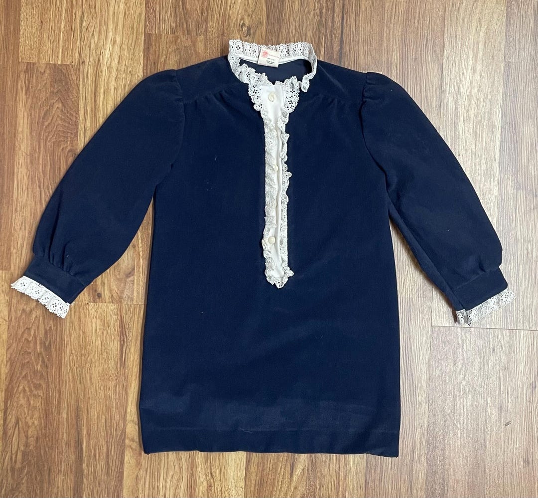 1960’s / 1970's Vintage Girls / Child / Kids Lace Trim Button Down ...