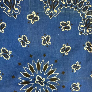 Vintage Royal Blue Cotton Broken-in Faded Bandana Paisley Pattern Made ...