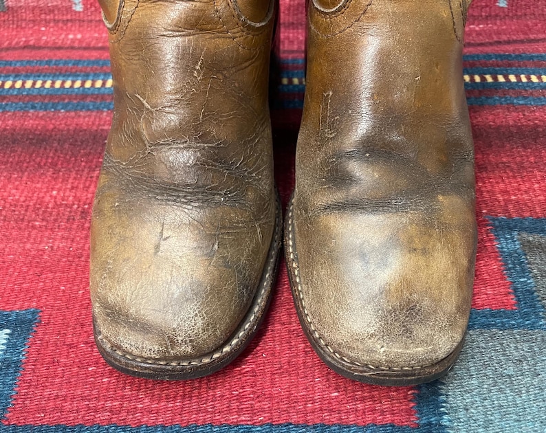 Botas vaqueras estilo campus de cuero natural, estilo vintage de los ...