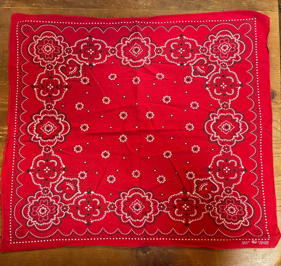 1930's Vintage Soft and Lightweight Red Bandanna FAST COLOR Made in USA ...