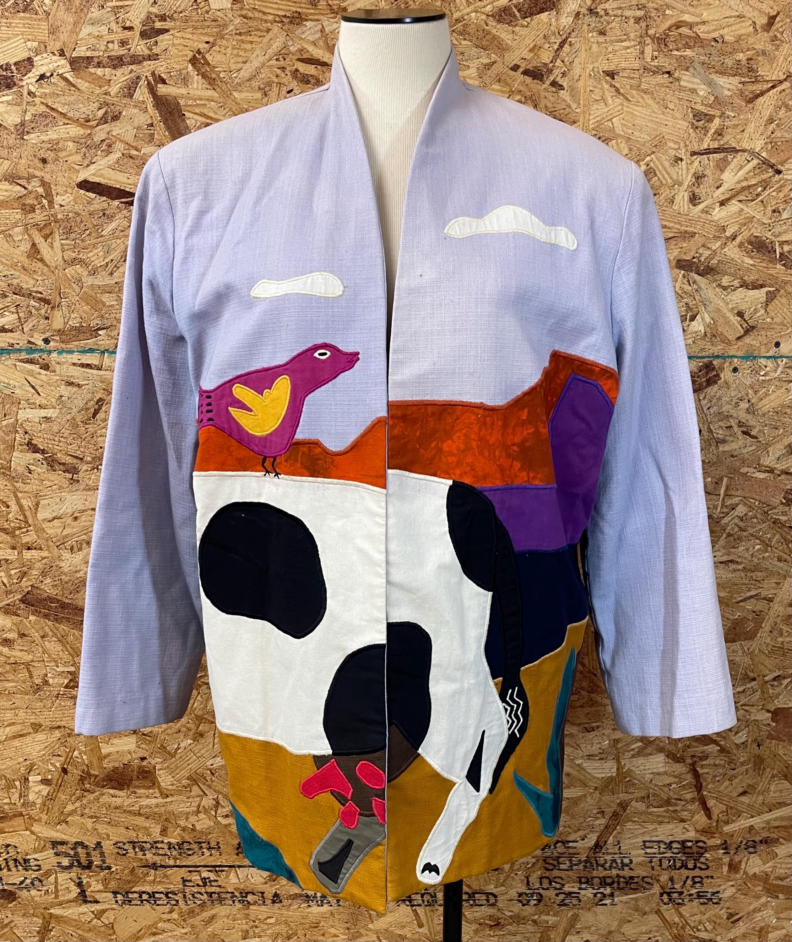 1980’s / 1990’s Vintage Ladies Artsy Cow / Bull Appliqué Colorful ...