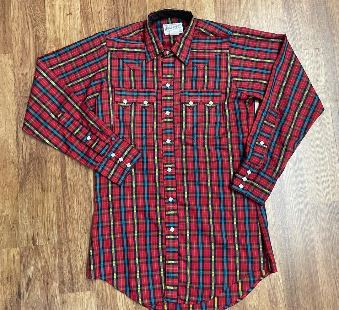 Vintage Rockmount Tru-west Ranch Wear Western Plaid Diamond Pearl Snap ...