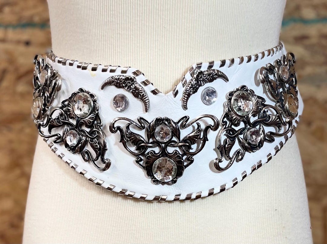 1970’s / 1980’s Leatherock Nina Arjani White and Silver Leather ...