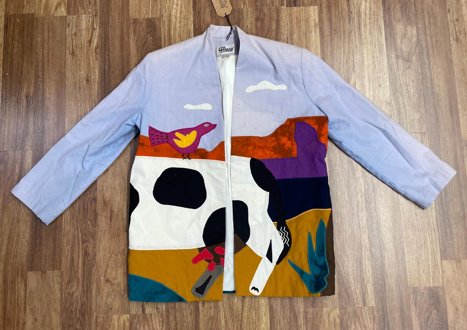 1980’s / 1990’s Vintage Ladies Artsy Cow / Bull Appliqué Colorful ...