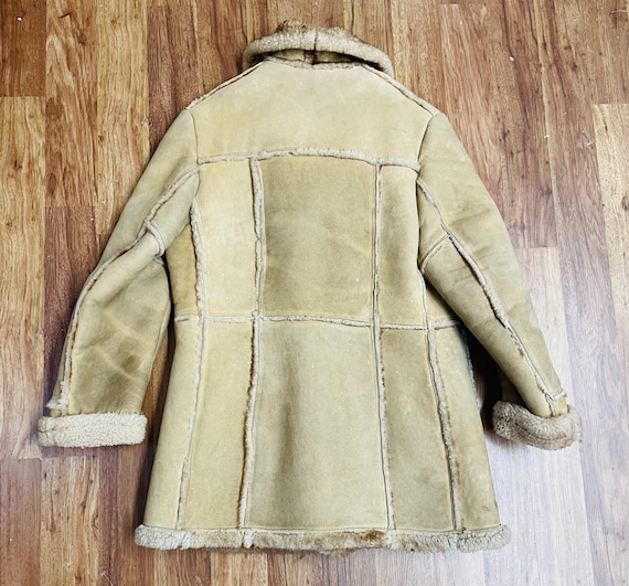 1970s Mens Vintage Suede Shearling Ranch Coat size M - Gem