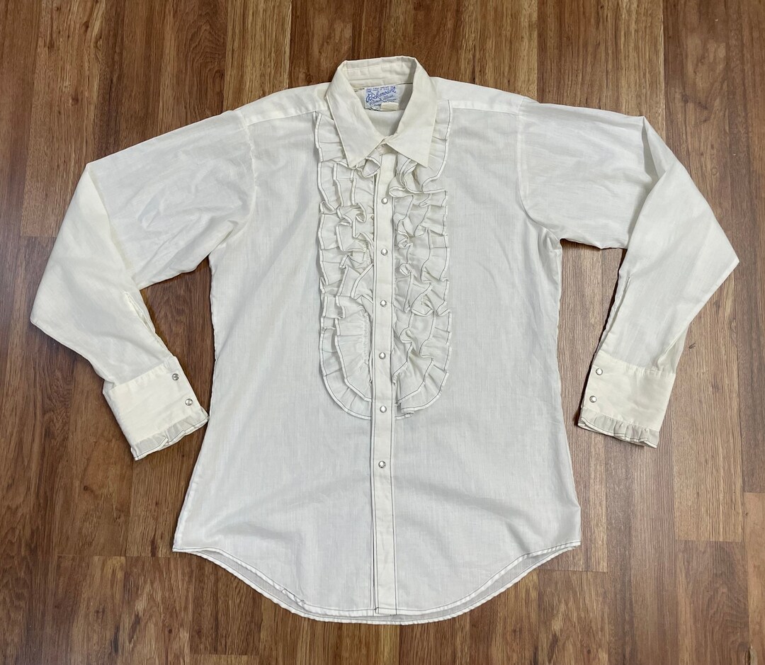 1980’s Men's Rockmount Ranchwear Snap Button Western White Ruffled ...
