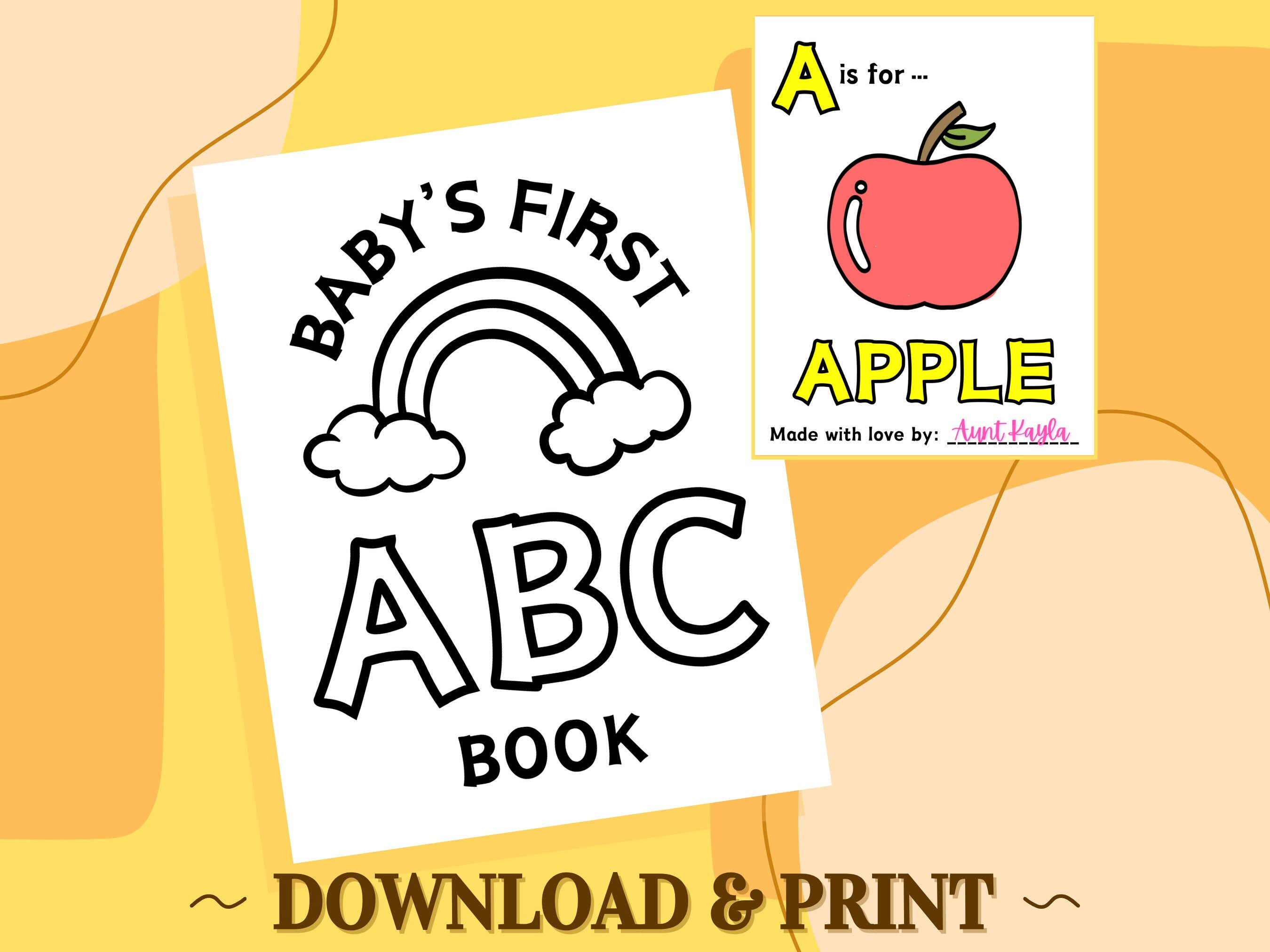 ABC Book Baby Shower Game Guest Book Rainbow Alphabet Coloring Book ...