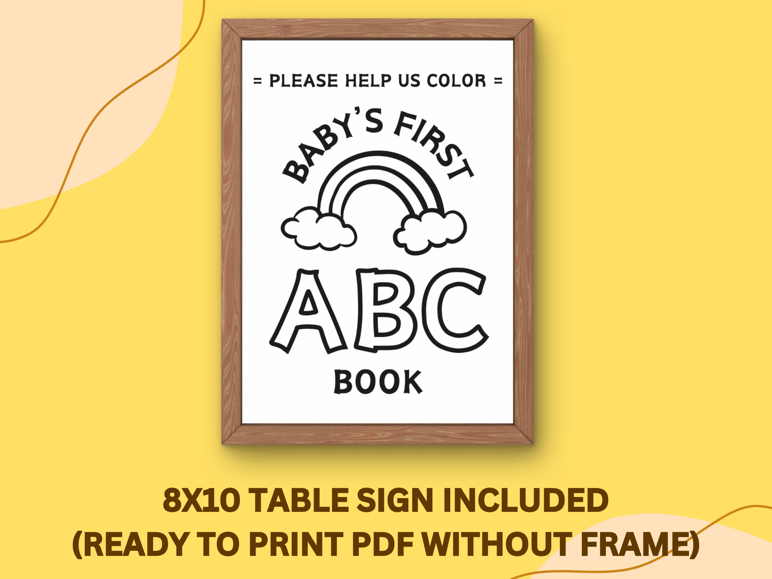 ABC Book Baby Shower Game Guest Book Rainbow Alphabet Coloring Book ...