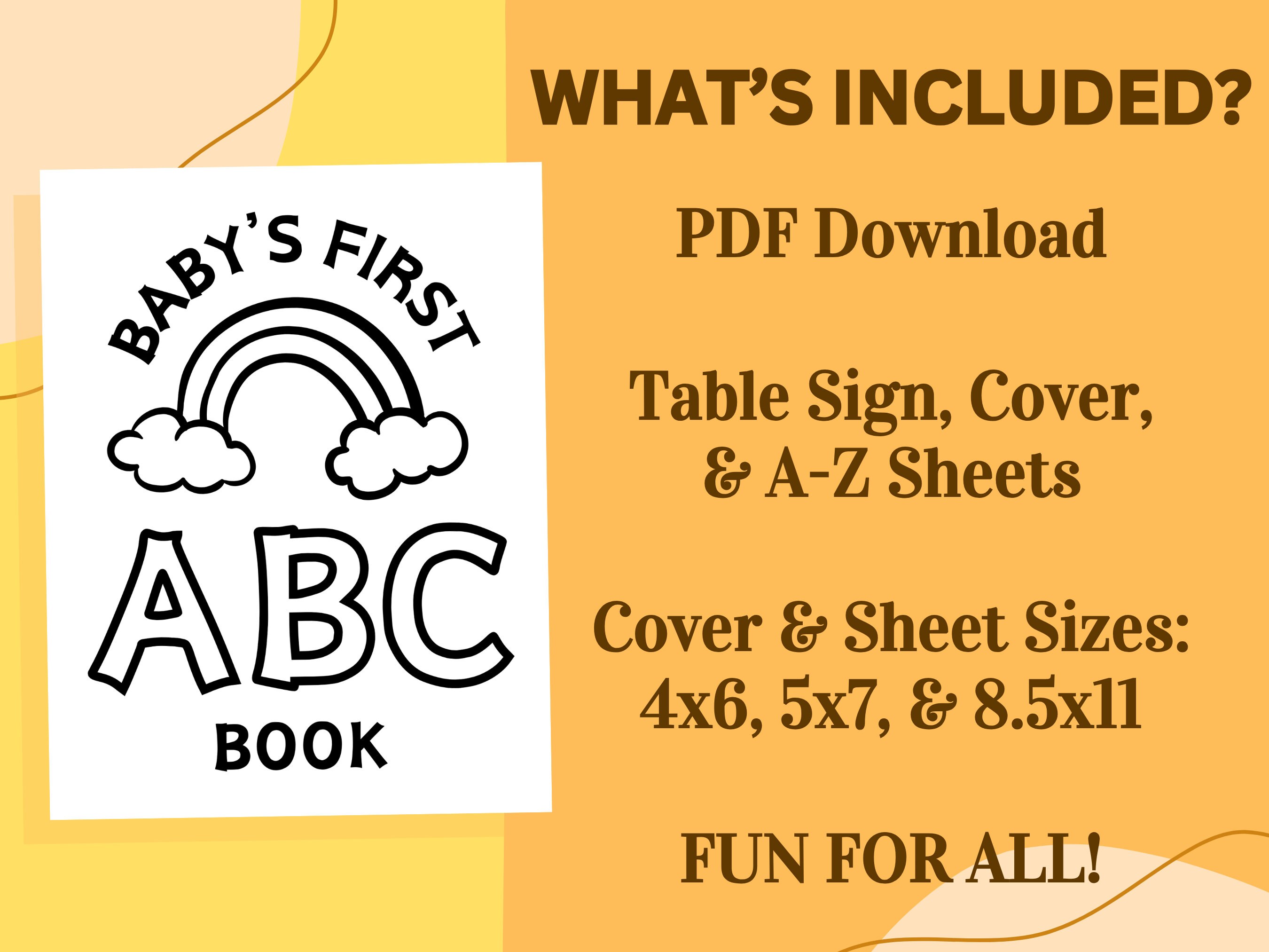ABC Book Baby Shower Game Guest Book Rainbow Alphabet Coloring Book ...