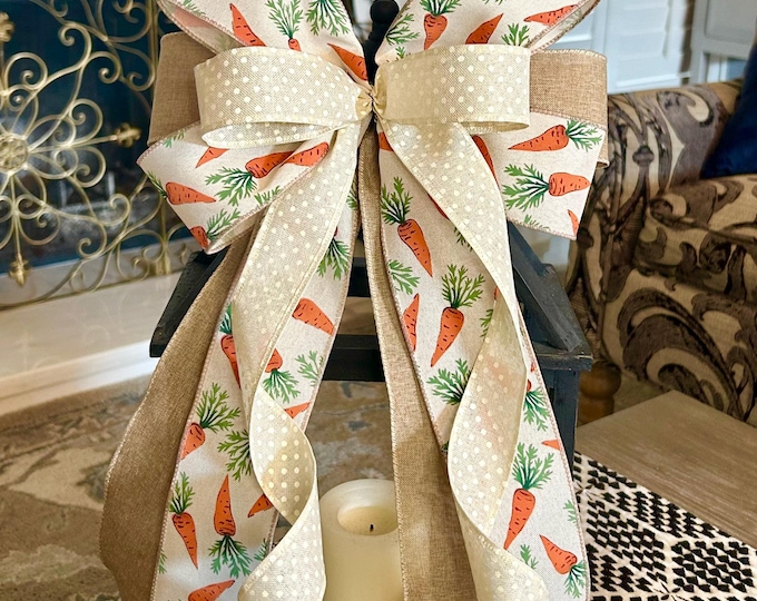 Easter Lantern Bow Easter Wreath Bow Easter Spring Decor Bow Carrot Bow Spring Lantern Bow ...