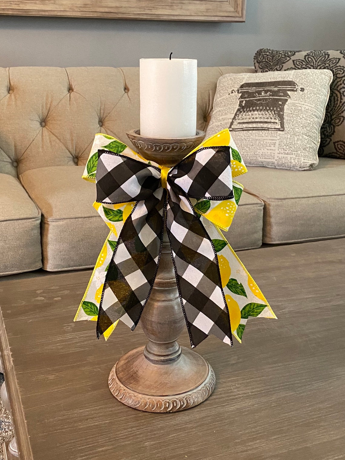 Summer Spring Lantern Bow Wreath Bow Decor Bow Lemon Bow Etsy