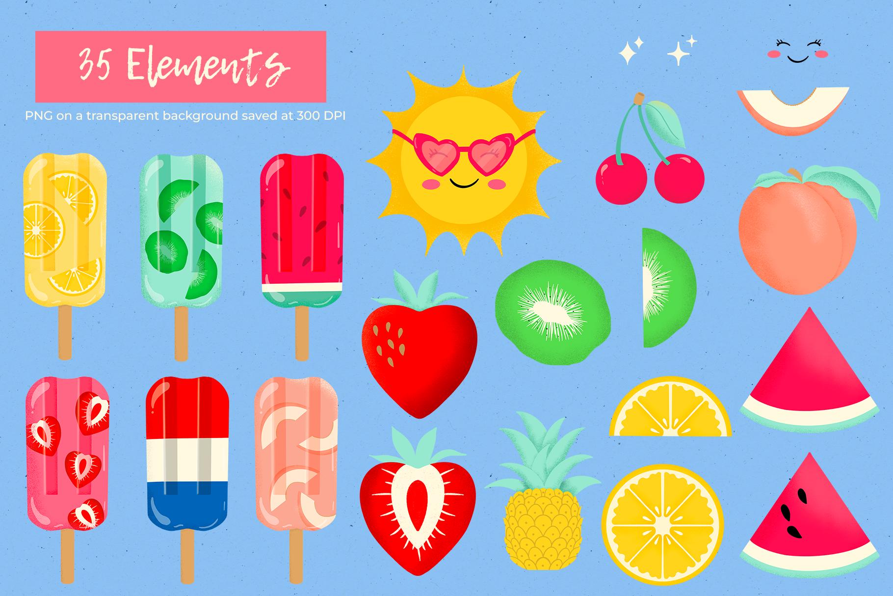 Sweet Summer Treats Clipart – Ice Cream, Fruit, Lemonade PNG - Etsy