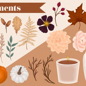 Autumn Floral Clipart: Hand-painted Fall PNG Graphics (digital Download ...