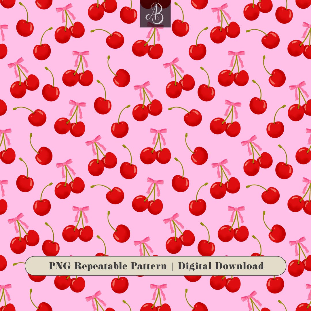 Cherry Coquette Pink Seamless Pattern PNG Digital Download Sublimation ...