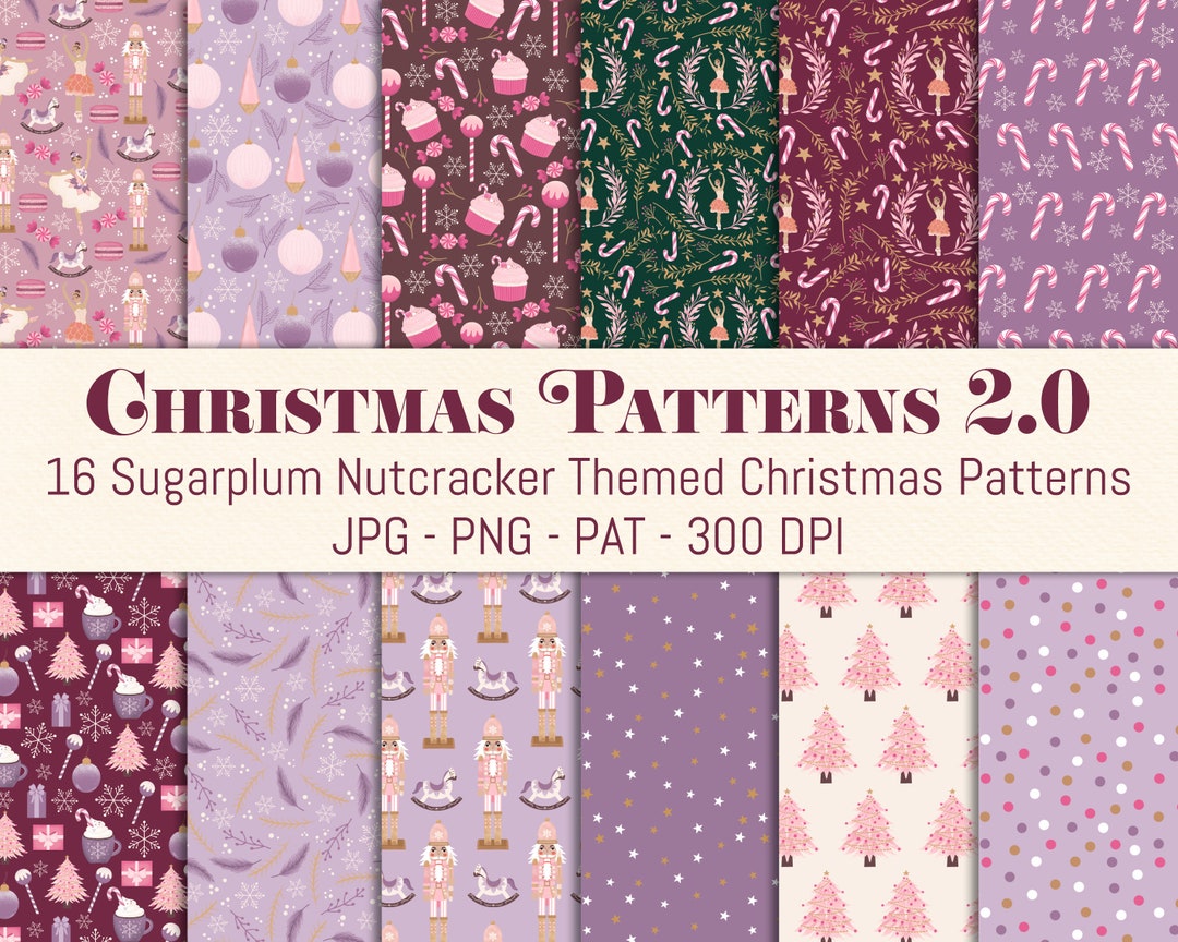 Nutcracker Christmas Digital Papers: Seamless Holiday Patterns (JPG ...