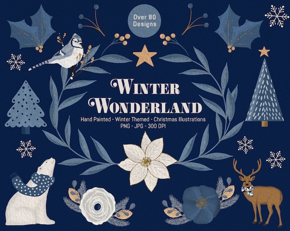 Christmas Clipart Holiday Clipart Winter Wonderland - Etsy Canada