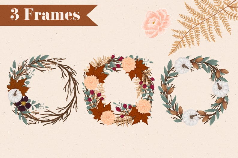 Autumn Floral Clipart: Hand-painted Fall PNG Graphics (digital Download ...