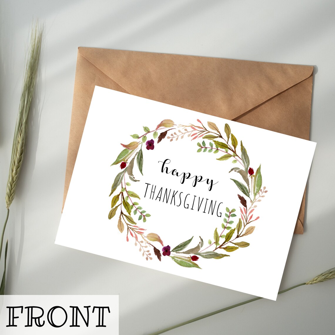 Happy Thanksgiving Card DIGITAL DOWNLOAD Printable Burgundy - Etsy