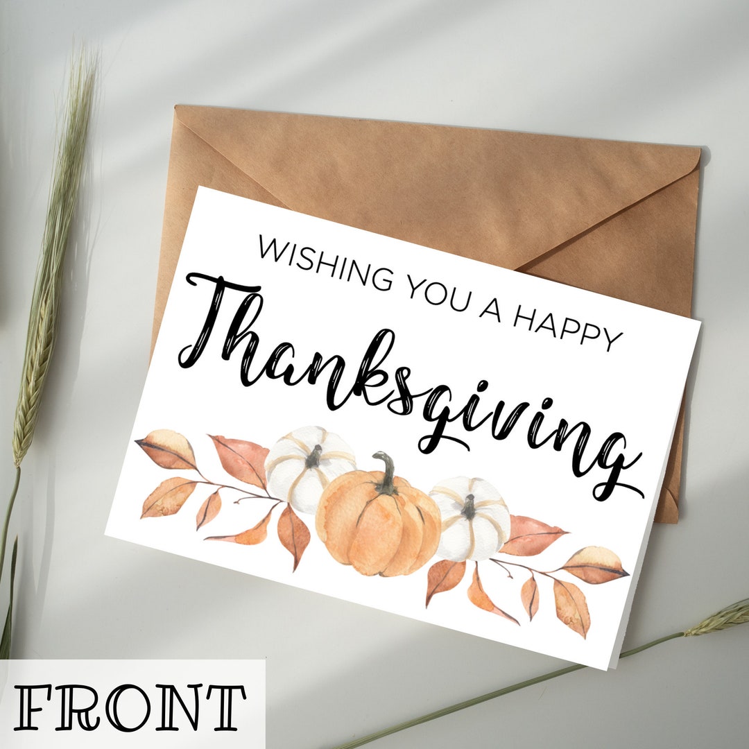 Happy Thanksgiving Card DIGITAL DOWNLOAD Printable - Wishing You a ...