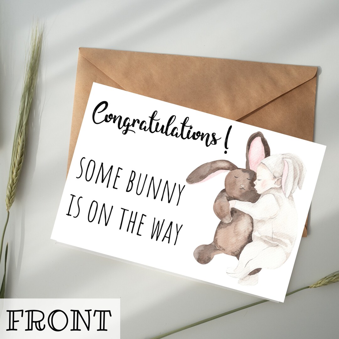 Congratulations Baby Card: Watercolor Bunny, Neutral Shower Gift ...