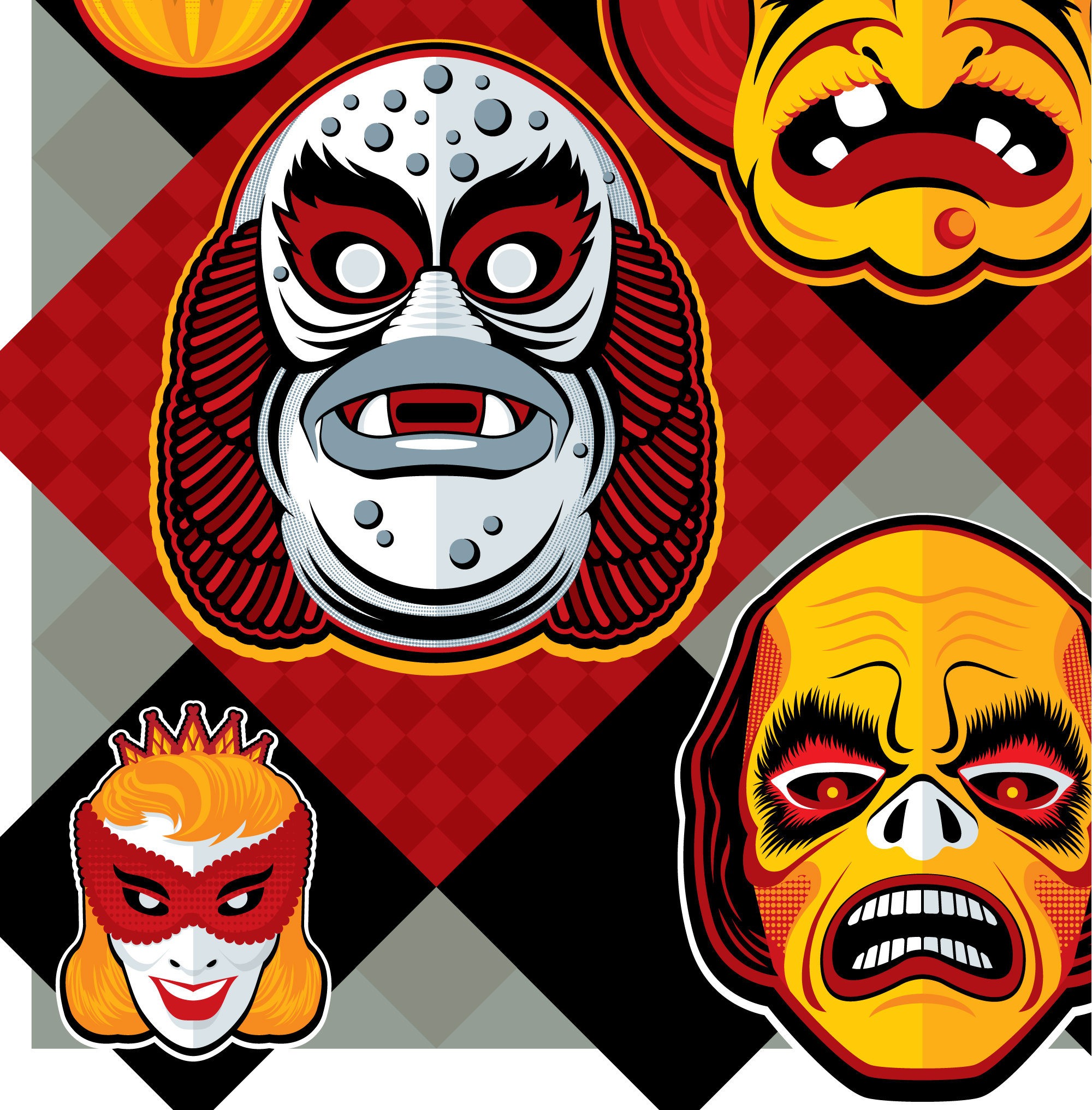 Retro Halloween Mask Limited Edition Lithograph Print/poster/decor - Etsy