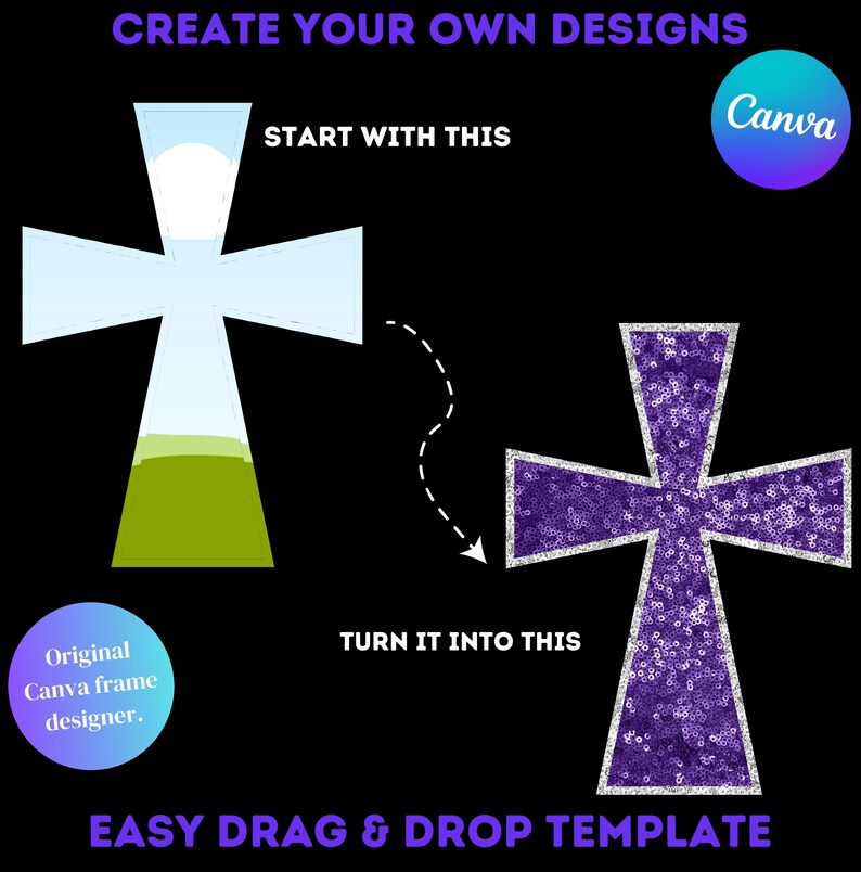 DIY Custom Cross Design, CANVA Frames Template Designs, Easy Drag ...