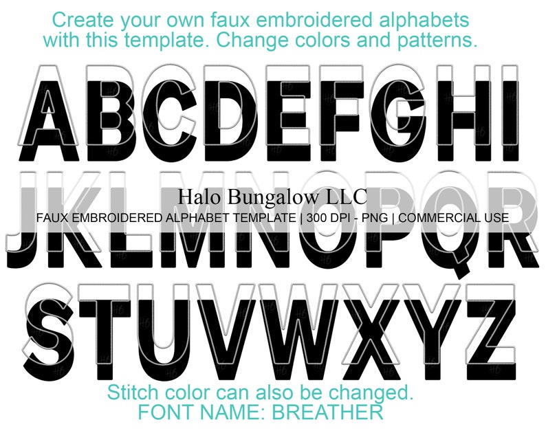 Embroidered Alpha PNG, Fill Your Own, Faux Embroidered PNG Alphabet Set ...