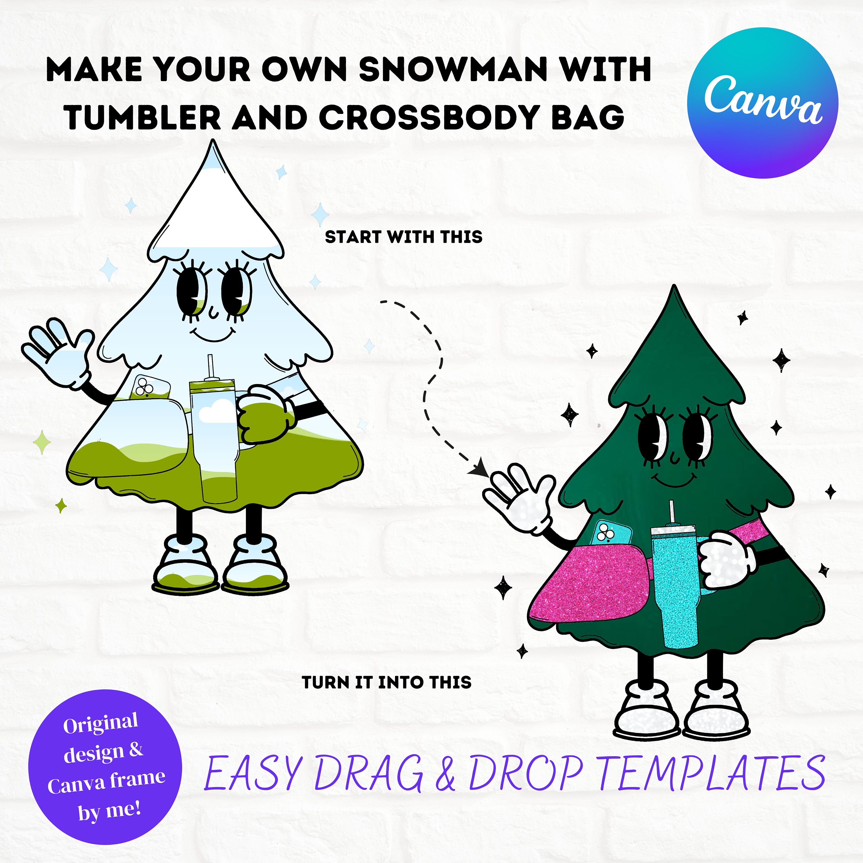 DIY Custom Christmas Tree, CANVA Frames Template Designs, Easy Drag and ...