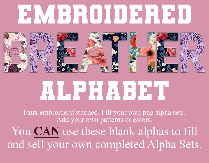 Embroidered Alpha PNG, Fill Your Own, Faux Embroidered PNG Alphabet Set ...