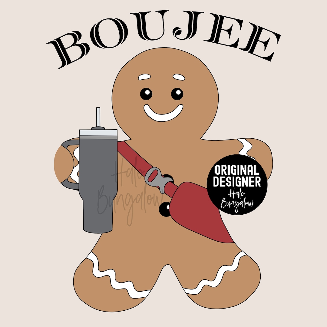 Boujee Gingerbread Man With Tumbler & Crossbody PNG - Etsy