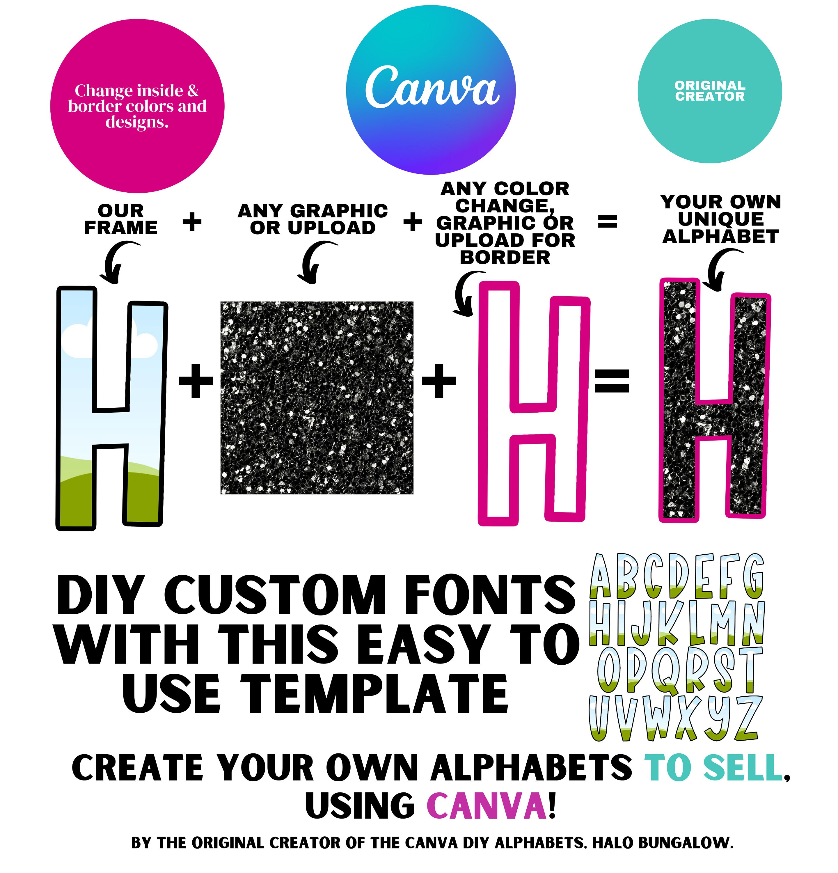 DIY Alphabet Frame Set for CANVA, Canva Create Your Own Alphabet ...