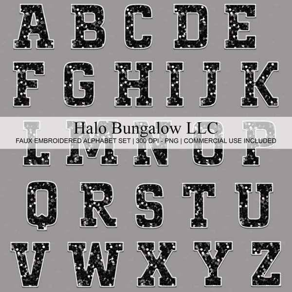 Embroidered Glitter Lettering Png - Etsy