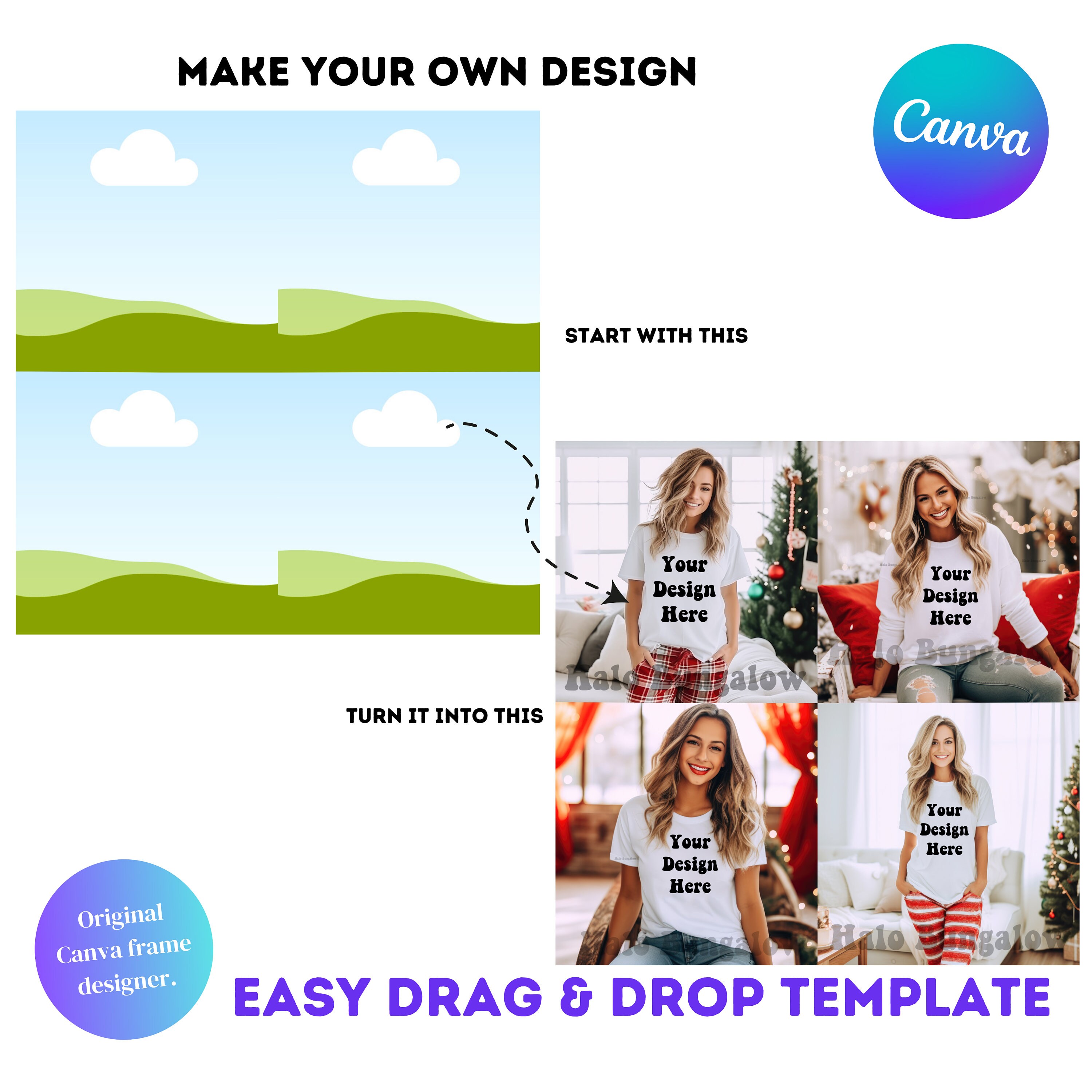 Custom CANVA Frames Template Designs, Easy Drag and Drop Images, Create ...