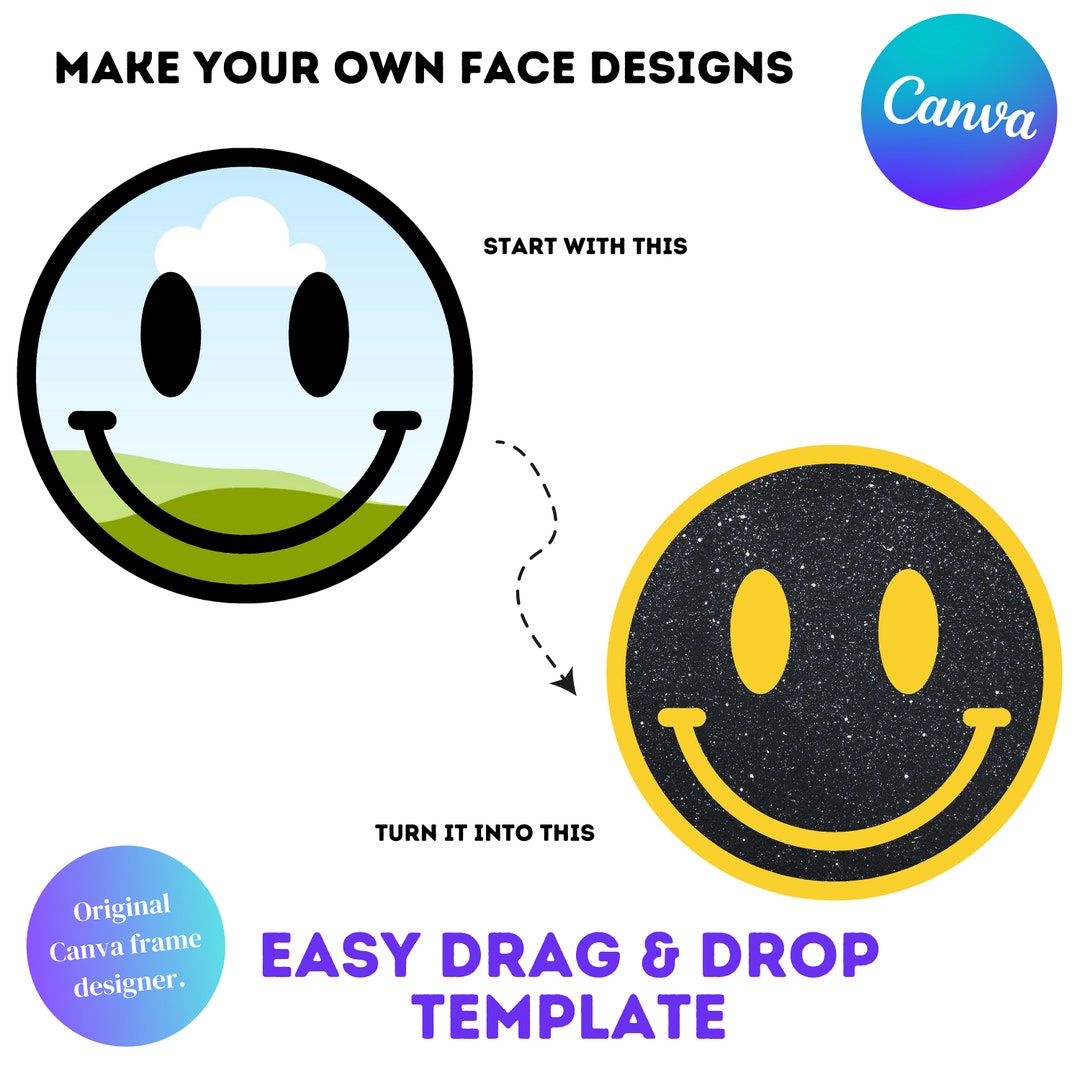 DIY Custom Face Clipart, CANVA Frames Template Designs, Easy Drag and ...
