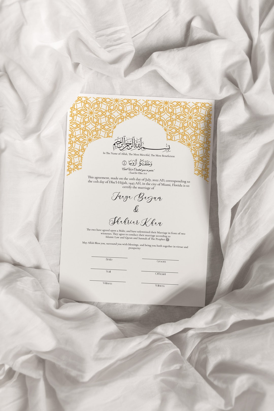 Nikkah Contract. Islamic Pattern Arch. Islamic Marriage. DIGITAL. Nikah ...