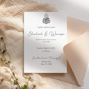 Nikah Wedding Custom Card, Nikkah Mubarak Card, Boho, Simple ...