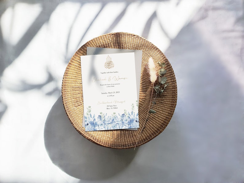 Nikah Wedding Custom Card, Nikkah Mubarak Card, Boho, Simple ...