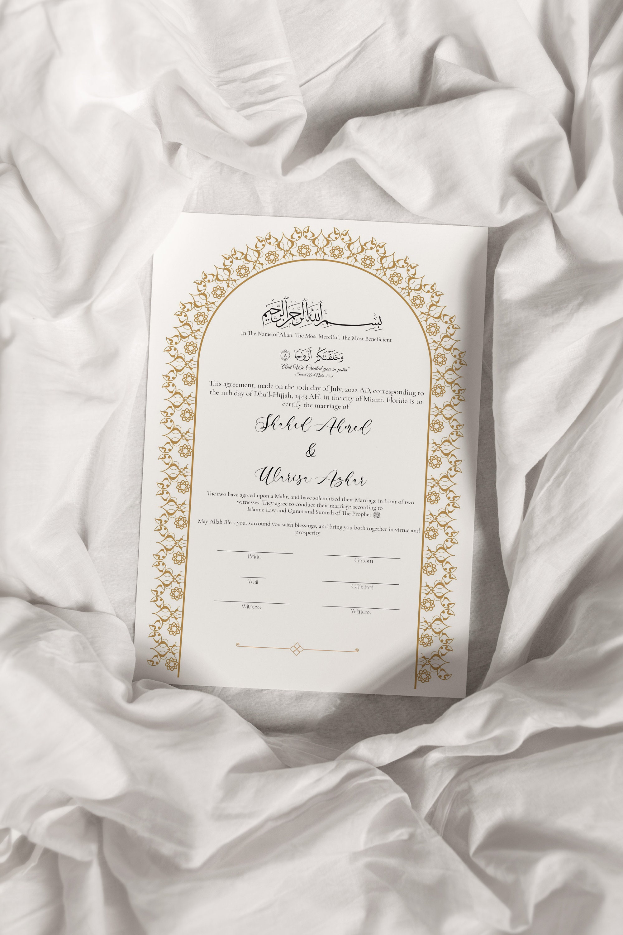 Nikkah Contract. Islamic Pattern Arch. Islamic Marriage. DIGITAL. Nikah ...