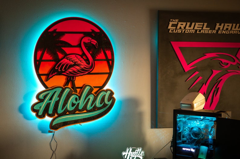 Aloha Backyard Tiki Bar Sign Customer Lettering and LED - Etsy