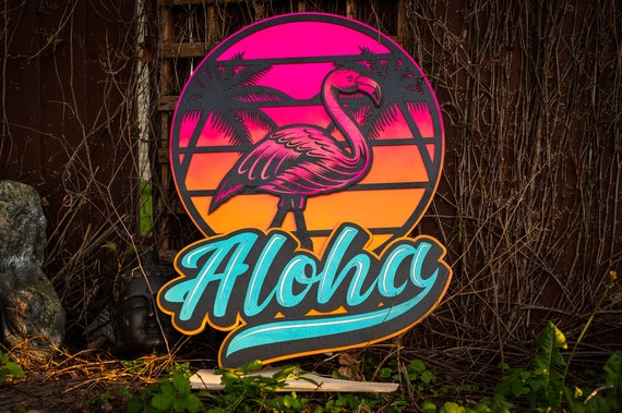 Aloha Backyard Tiki Bar Sign Customer Lettering and LED | Etsy