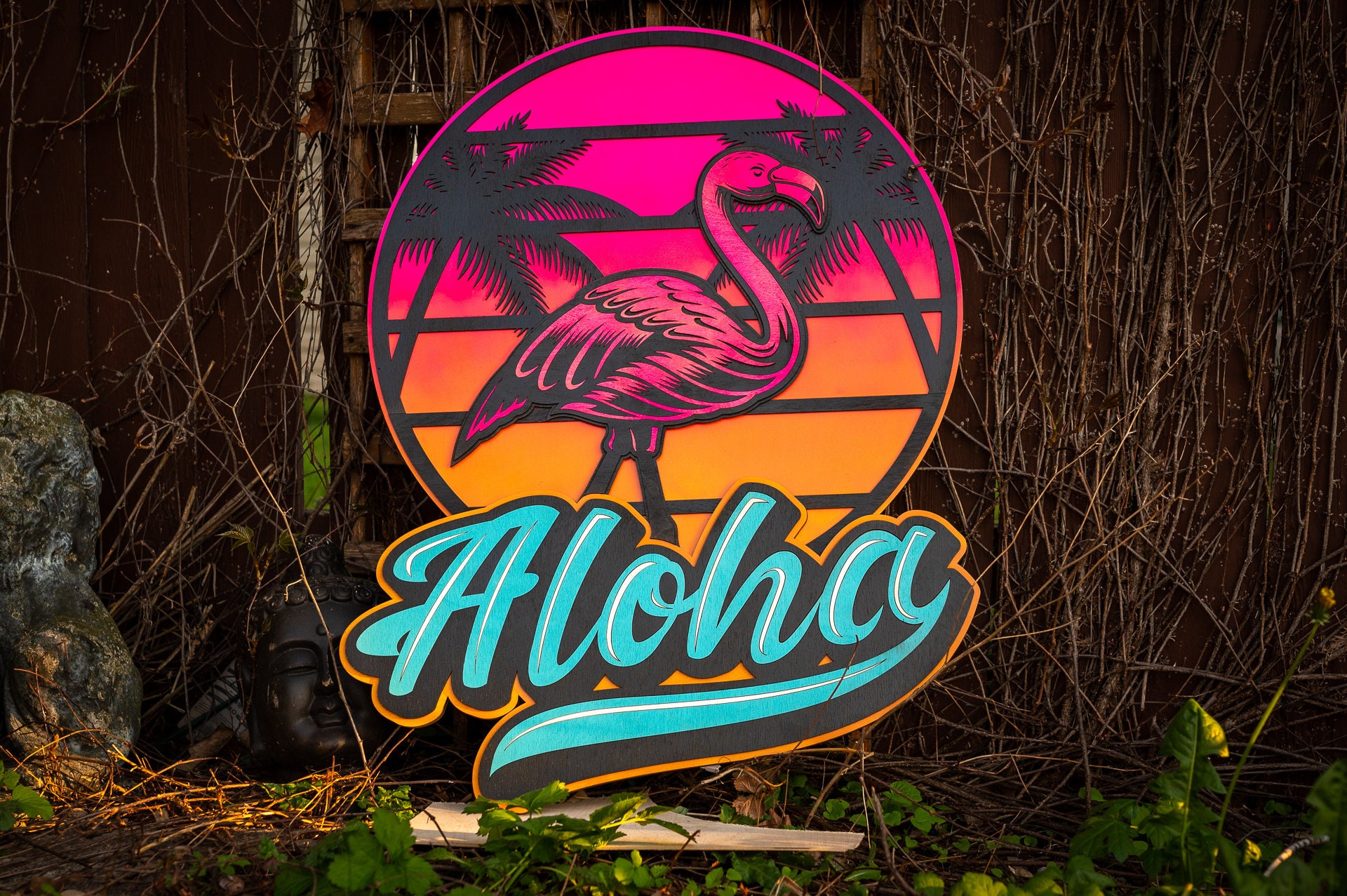 Aloha Backyard Tiki Bar Sign Customer Lettering and LED Lighting ...