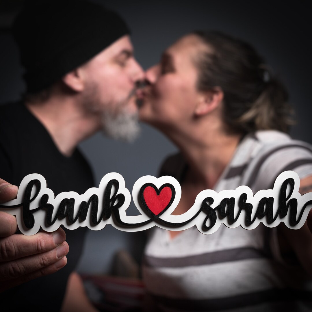 Romantic Couple Names With Heart Connected Script Lettering - Etsy