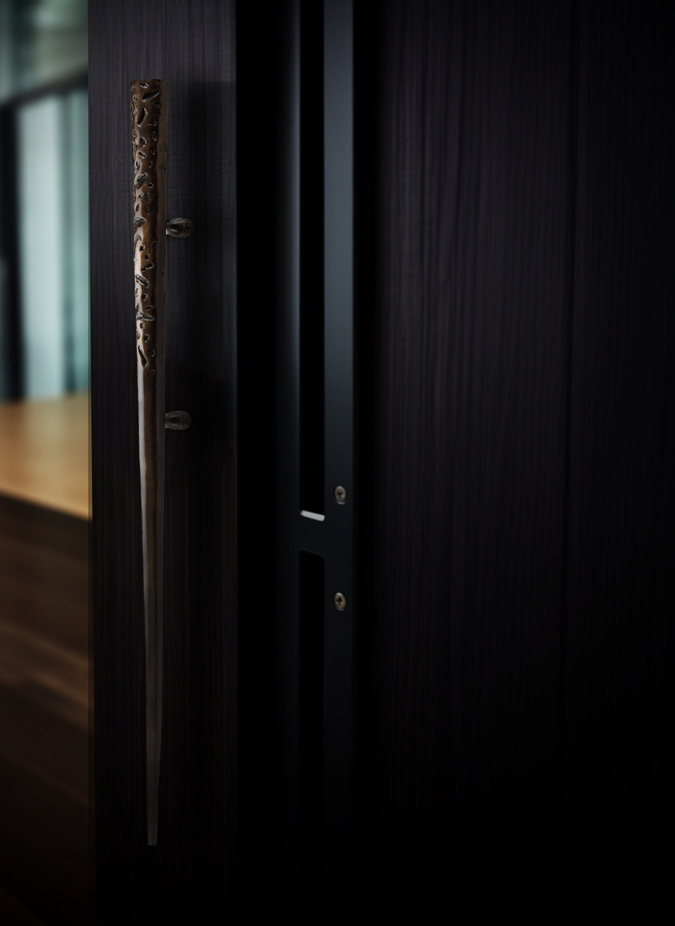 Tapered Front Door Handle of Solid Brass Textured Handle Pull - Etsy