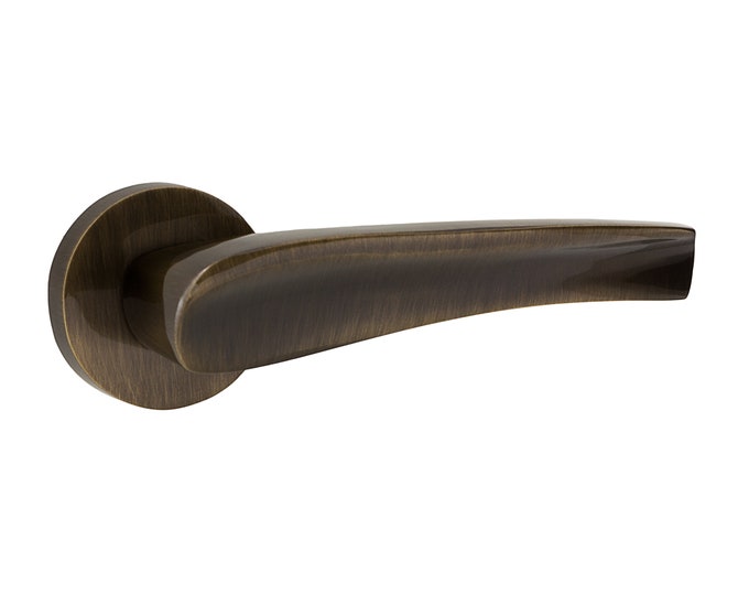 Pair of Twisted Lever on Sprung Rose Dual Tone Finish Door Pull Handles ...