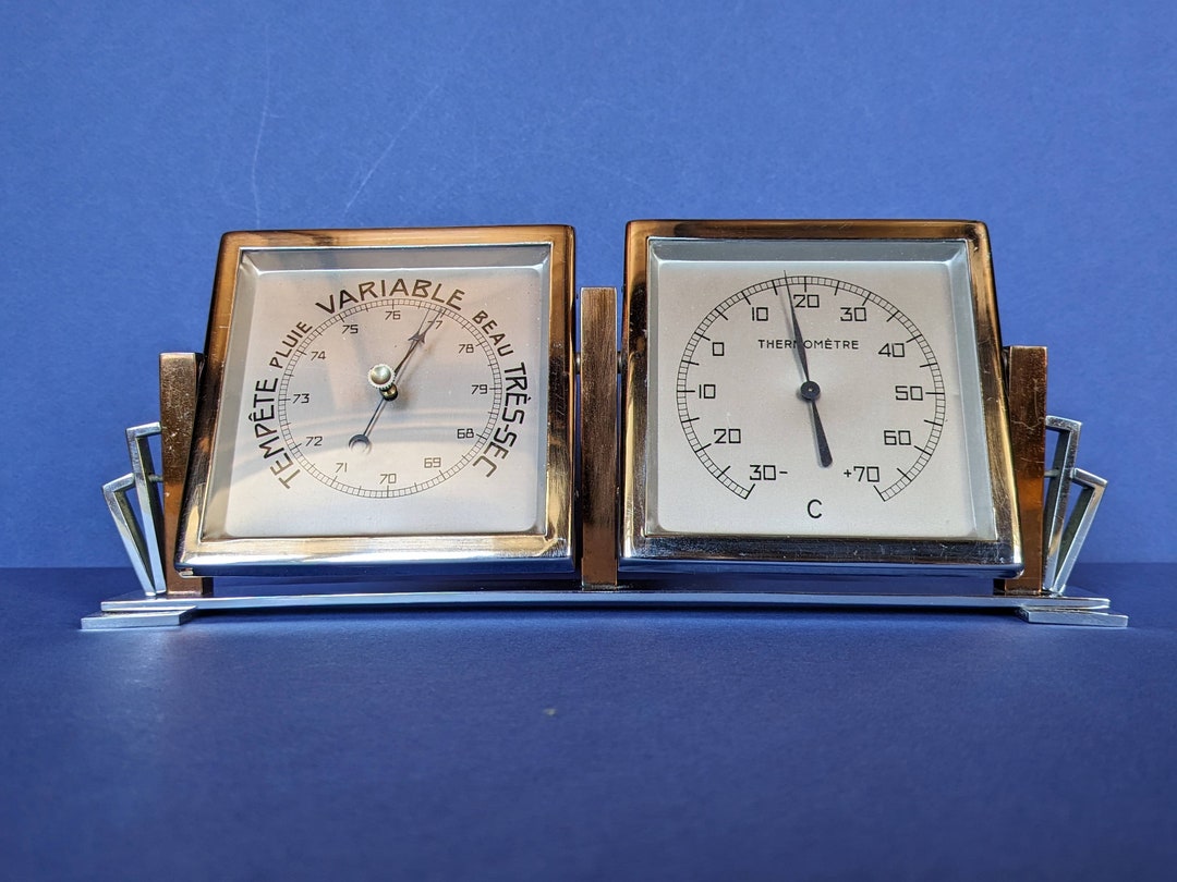 Art Deco BAROMETER and THERMOMETER on CHROME Stand From France - Etsy