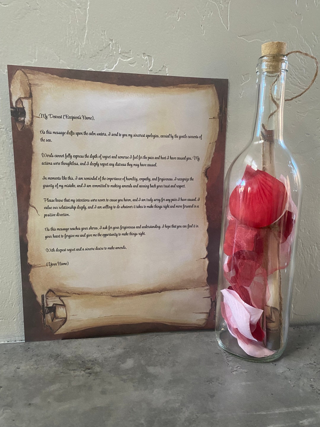 I'm Sorry Gift Message in a Bottle Gift Personalized Apology Gift ...